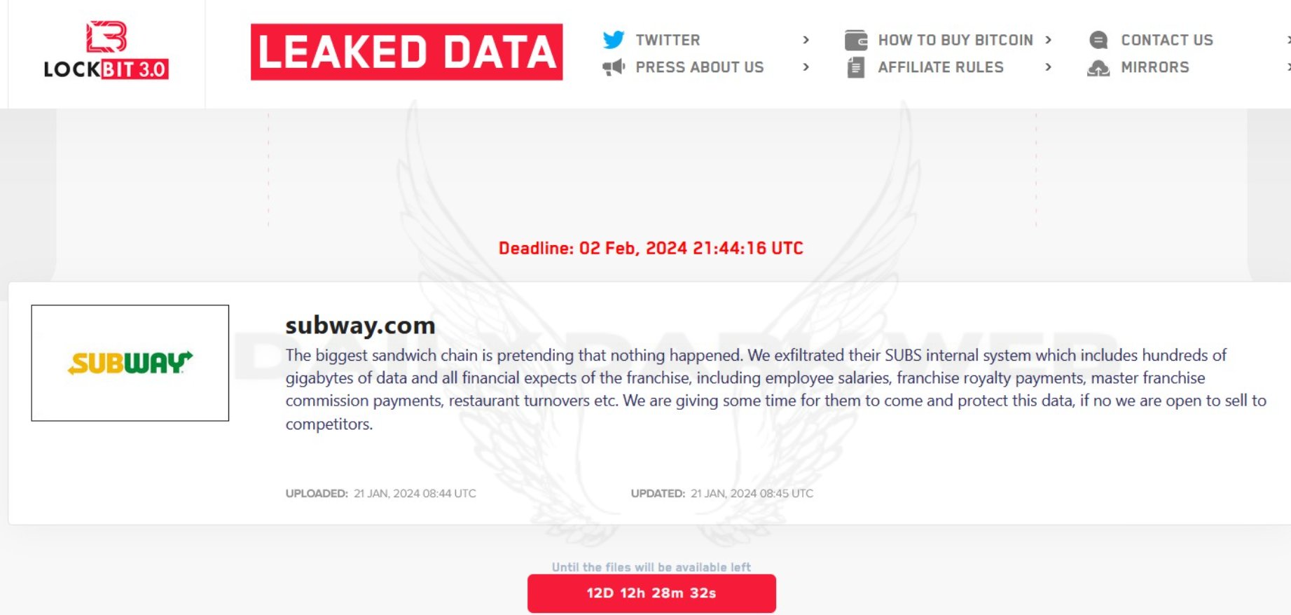 Subway in the turmoil of the Lockbit attack
